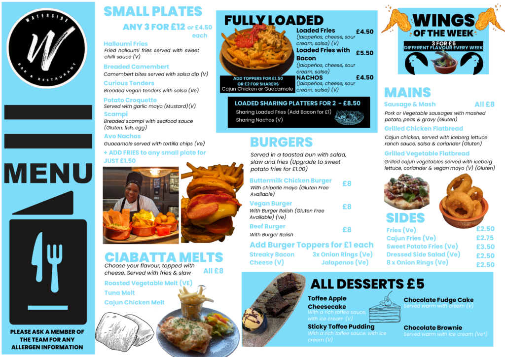 Weekday Menu - Monday to Friday - Waterside Bar & Restaurant ...