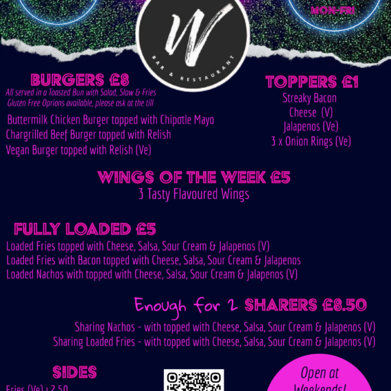 Our Menus - Waterside Bar & Restaurant | Northampton | Waterside Campus