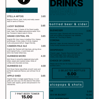 Our Menus - Waterside Bar & Restaurant | Northampton | Waterside Campus