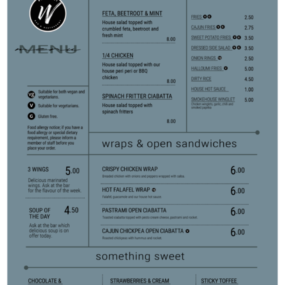 Our Menus - Waterside Bar & Restaurant | Northampton | Waterside Campus