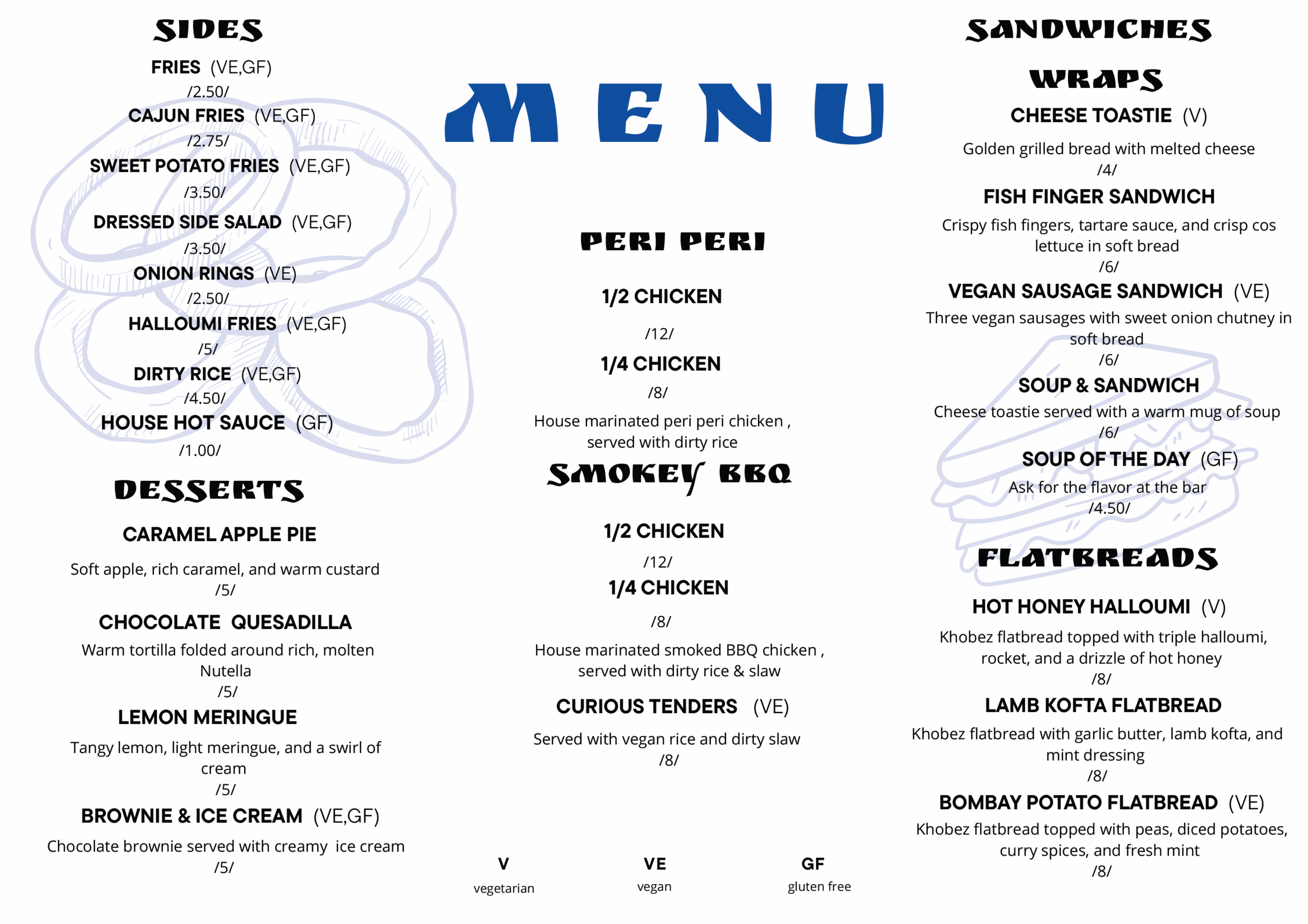 Food Menu - Waterside Bar & Restaurant | Northampton | Waterside Campus